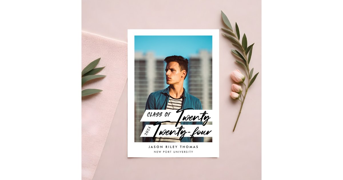 Modern Script Graduate Twenty Twenty Four Photo Invitation | Zazzle
