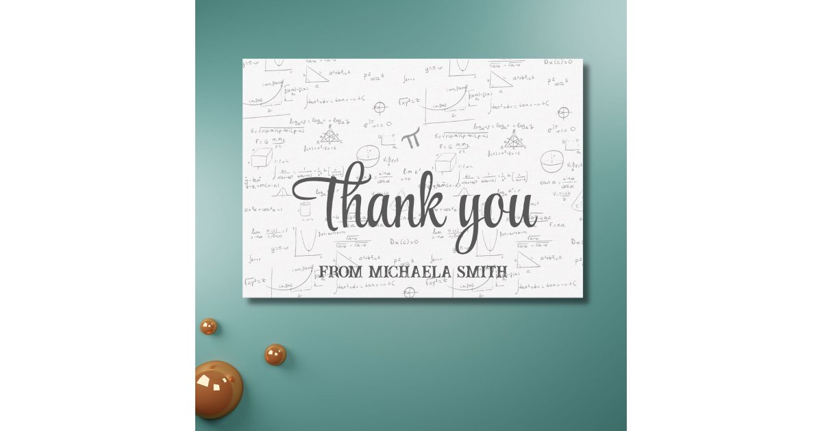 Modern Script Mathematics Formulas Graduation Thank You Card | Zazzle
