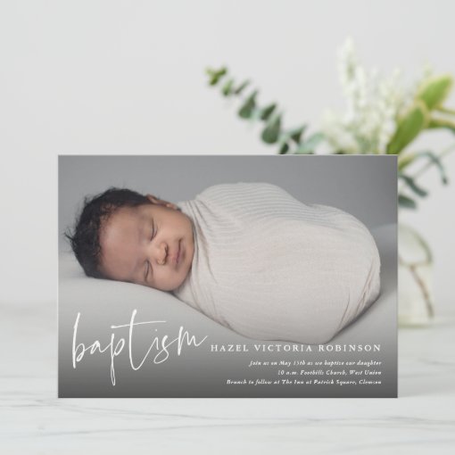 Modern Script Religious Baptism & Christening Invitation | Zazzle