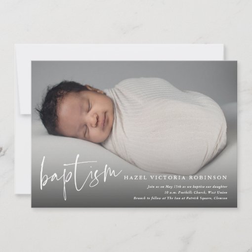 Modern Script Religious Baptism & Christening Invitation | Zazzle