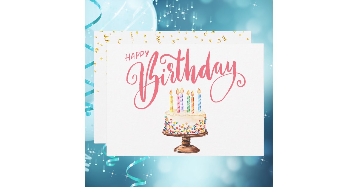 Modern Script Simple Happy Birthday Note Card | Zazzle