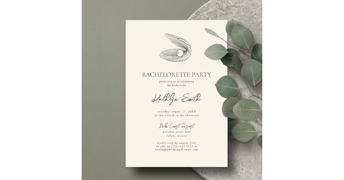 Modern Shell Beach Ocean Bachelorette Party Invitation | Zazzle