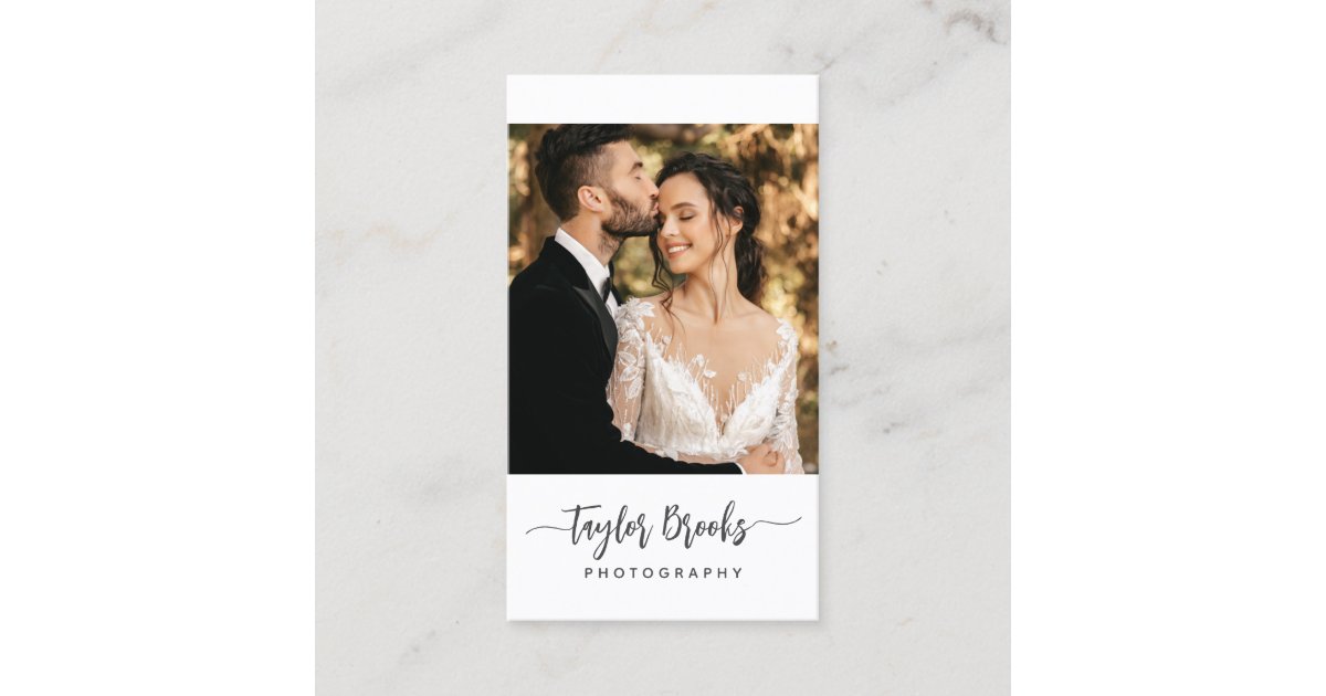 Modern Signature Elegant Script Photographer Business Card | Zazzle