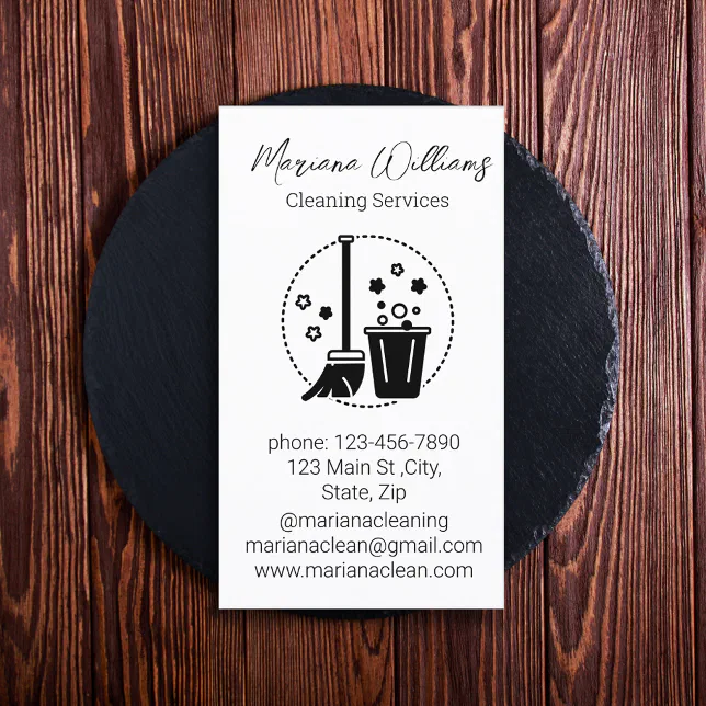 modern simple cleaning services logo white business card | Zazzle