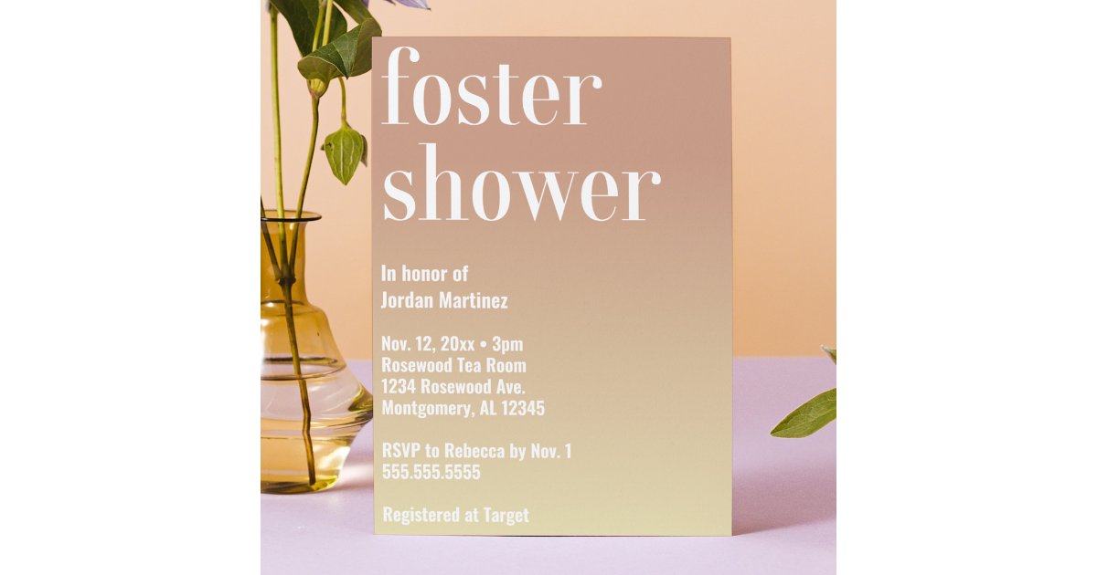Modern Simple Gradient Foster Care Baby Shower Invitation | Zazzle