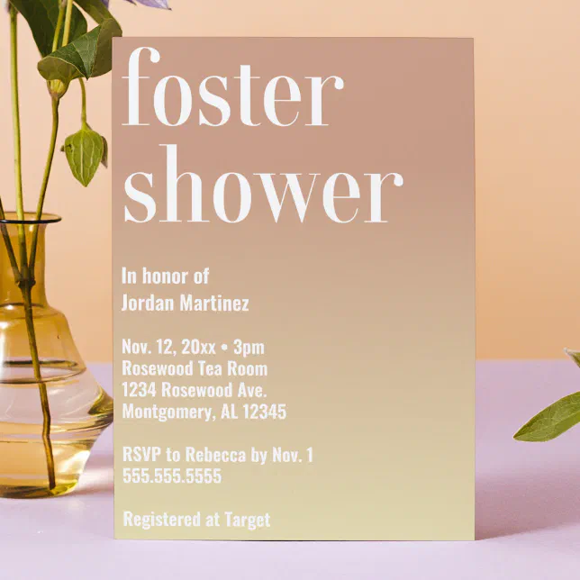 Modern Simple Gradient Foster Care Baby Shower Invitation | Zazzle