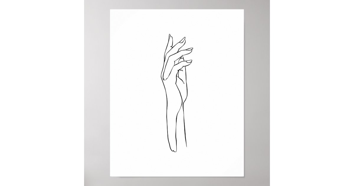 Modern Simple Hand Line Art Poster | Zazzle