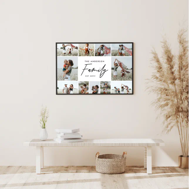 modern simple minimal multi photo family gift poster | Zazzle