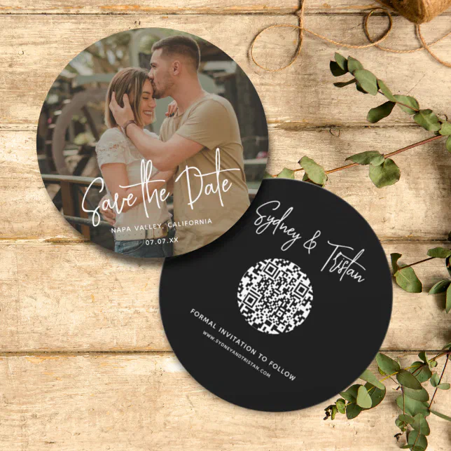 Modern Simple Photo Save the Date QR Code Wedding Invitation | Zazzle