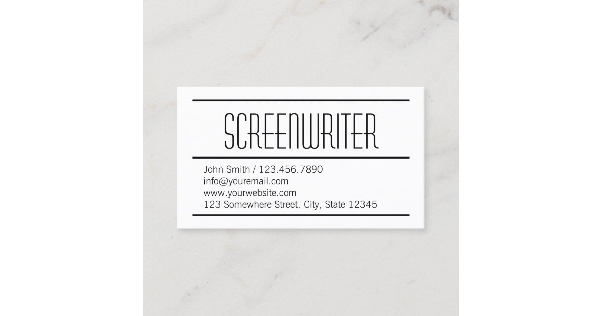Modern Simple Screenwriter Business Card | Zazzle