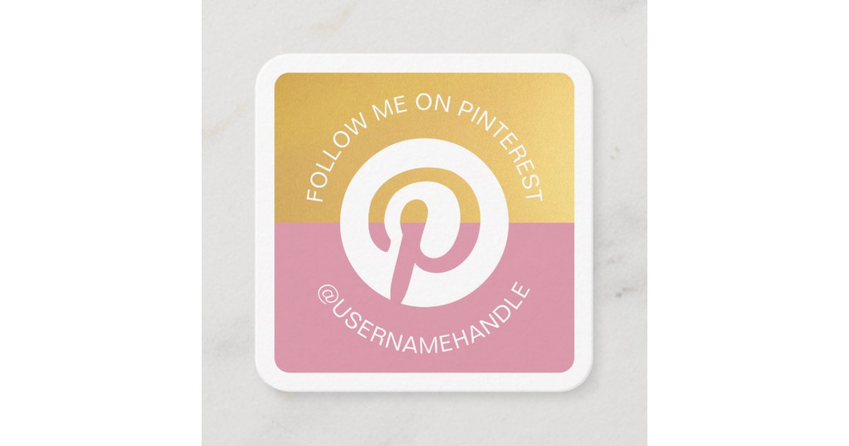 Modern Social Media Pinterest Follow Me Photo Square Business Card | Zazzle