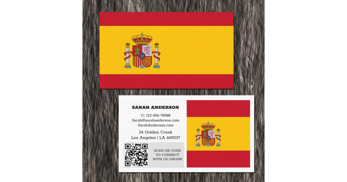 Modern Spain, Business Card, Spanish Flag /QR Code Business Card | Zazzle