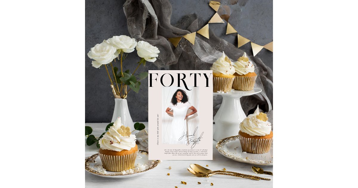 Modern Stylish Magazine | 40th Birthday Photo Invitation | Zazzle
