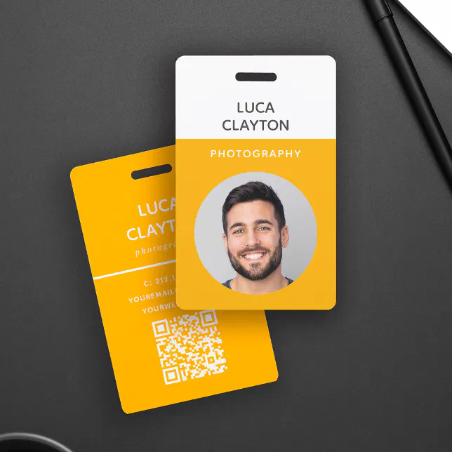 Modern Stylish Photo Professional QR code Logo ID Badge | Zazzle
