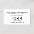 Modern Thank you for your order Logo Custom Offer Business Card | Zazzle