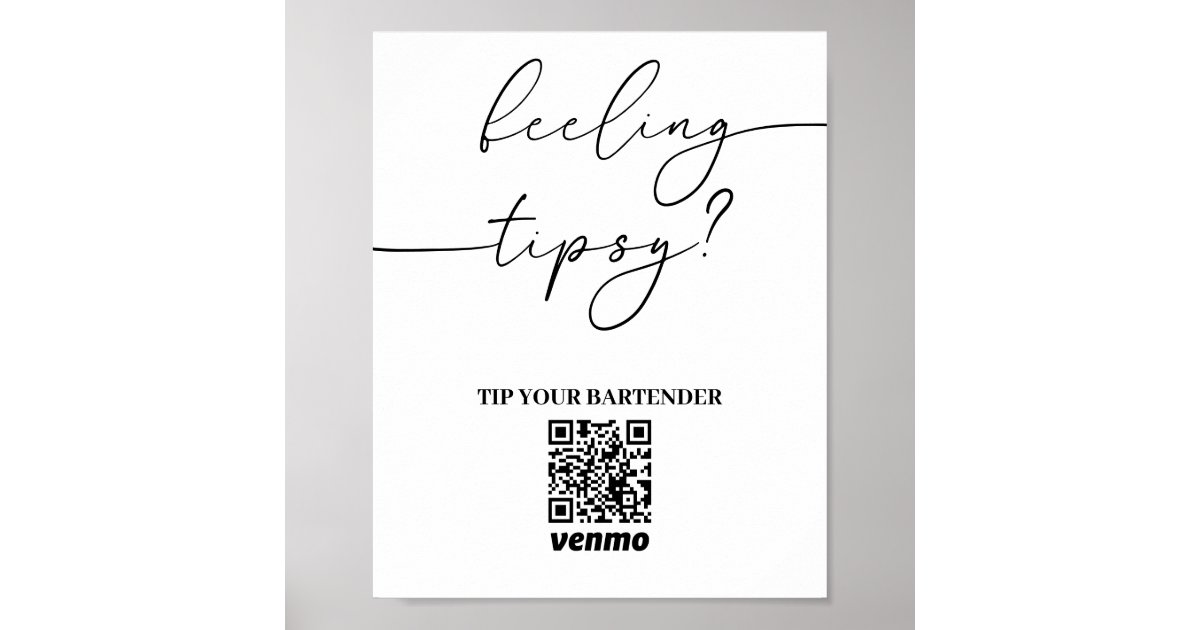 Modern Tip Your Bartender QR Code App Payment Sign | Zazzle