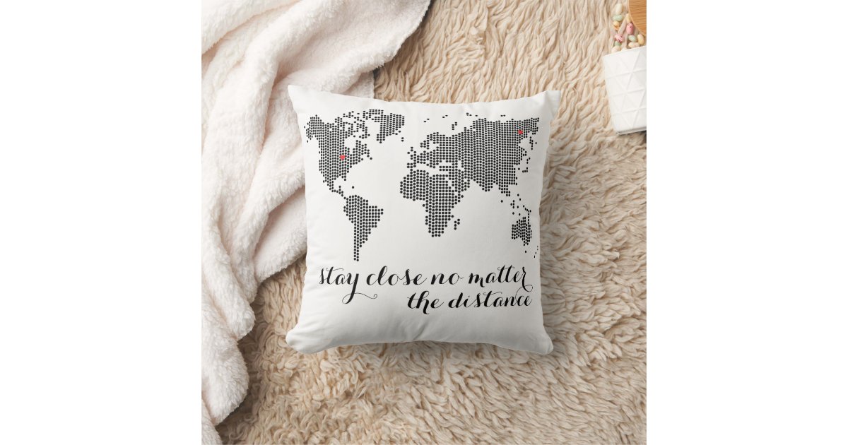 Modern typography personalised quote world map cushion | Zazzle