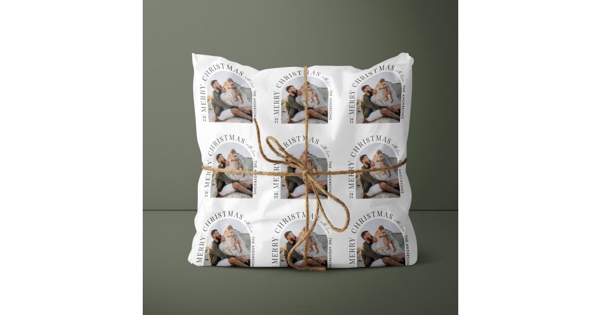Modern typography photo arch Christmas Wrapping Paper | Zazzle