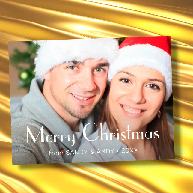 Modern Typography Photo Christmas Create Your Own Holiday Postcard | Zazzle
