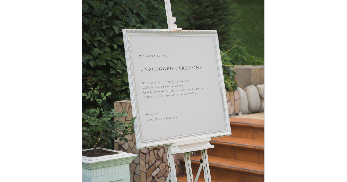 Modern Unplugged Ceremony Wedding Sign | Zazzle