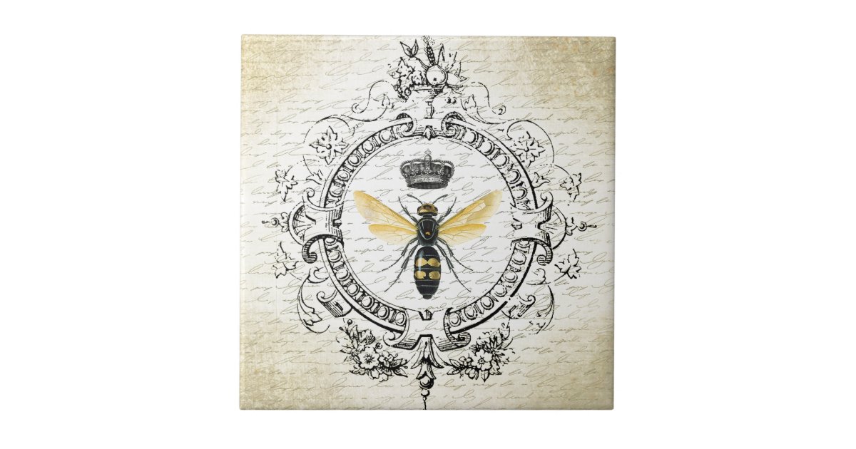 MODERN VINTAGE french queen bee Tile | Zazzle