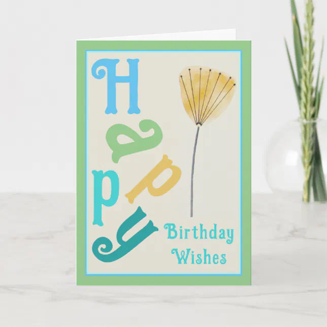 Modern Whimsy Flower Happy Birthday Card | Zazzle