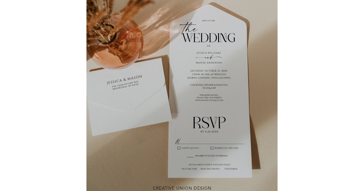Modern Whimsy Wedding Tri-Fold Invitation | Zazzle