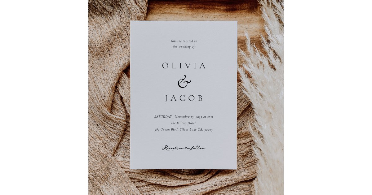 Modern White Elegant Wedding Invitation | Zazzle