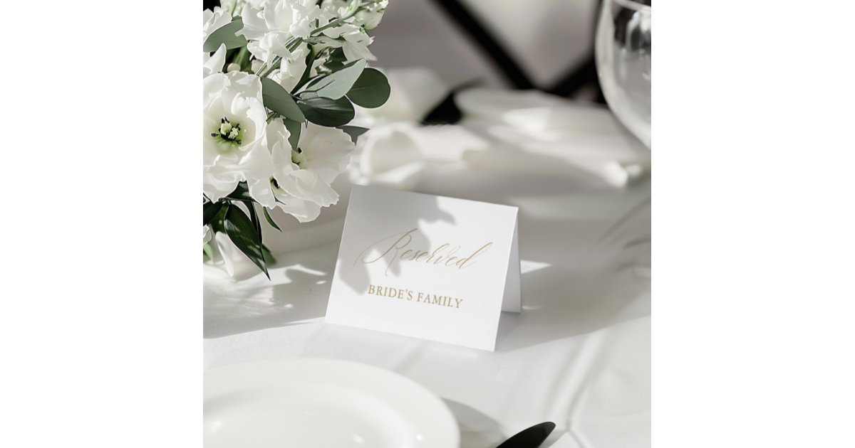 Modern White Wedding Reserved Table Tent Sign Invitation | Zazzle