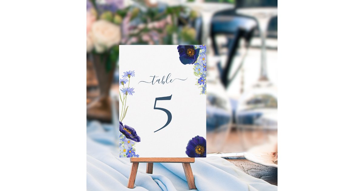 Modern Wildflower Wedding Table Number | Zazzle