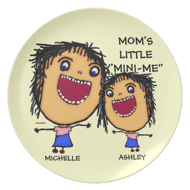Moms Little Mini Me Cartoon Plate | Zazzle
