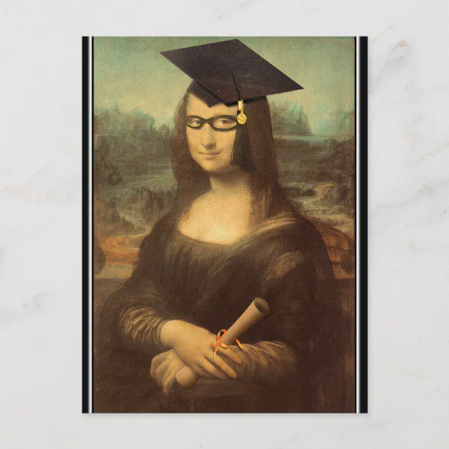 Mona Lisa Graduation Grad Cap Postcard | Zazzle