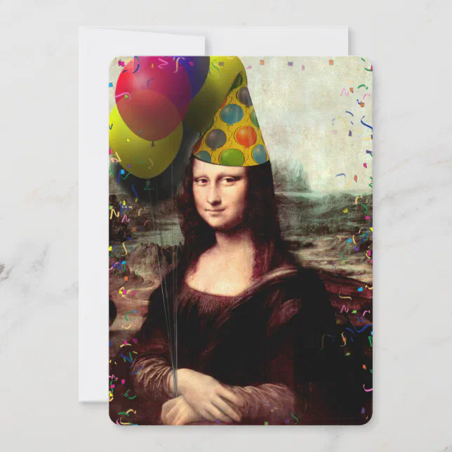 Mona Lisa Happy Birthday Party Hat Invitation | Zazzle