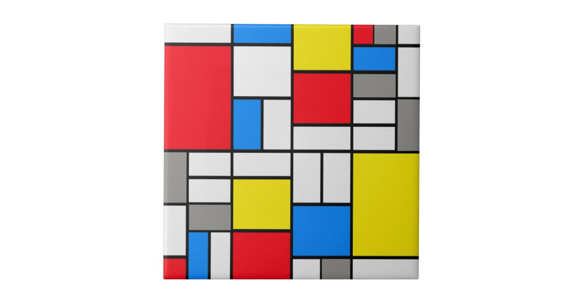 Mondrian art variant theme tile | Zazzle