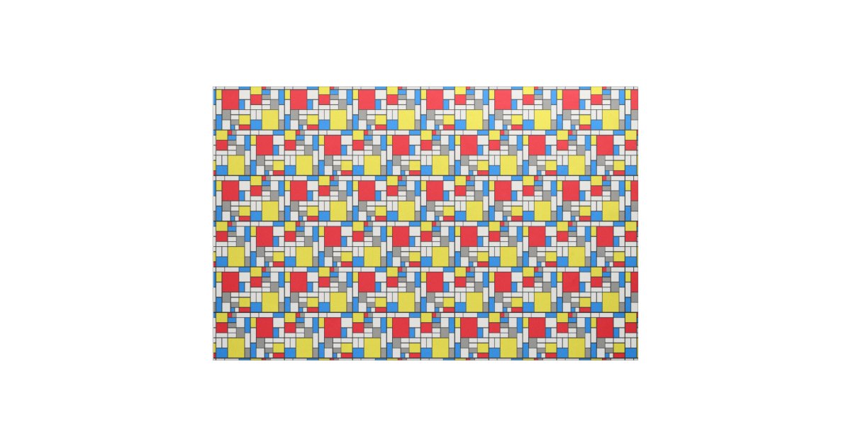 Mondrian theme Fabric | Zazzle