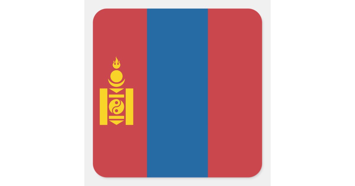 Mongolia (Mongolian) Flag Square Sticker | Zazzle