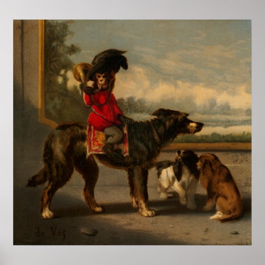 Monkey Riding Dog Poster | Zazzle.co.uk