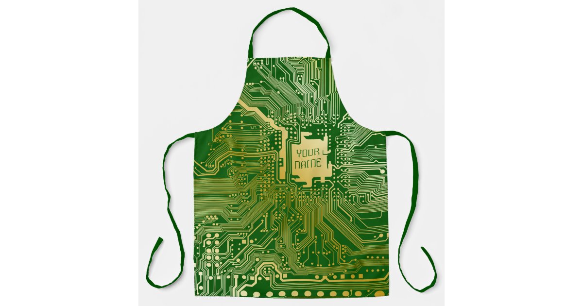 Monogram Circuit Motherboard Electronics Chip Tech Apron | Zazzle