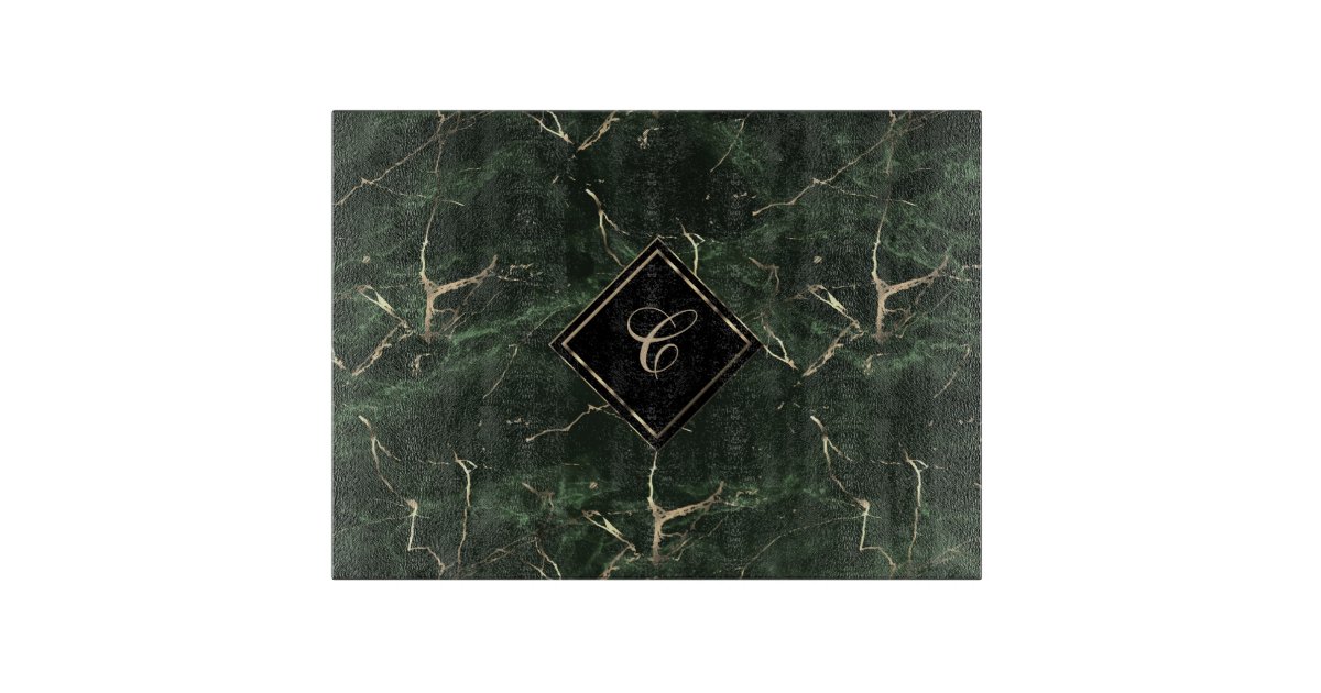 Monogram Green Marble Cutting Board | Zazzle