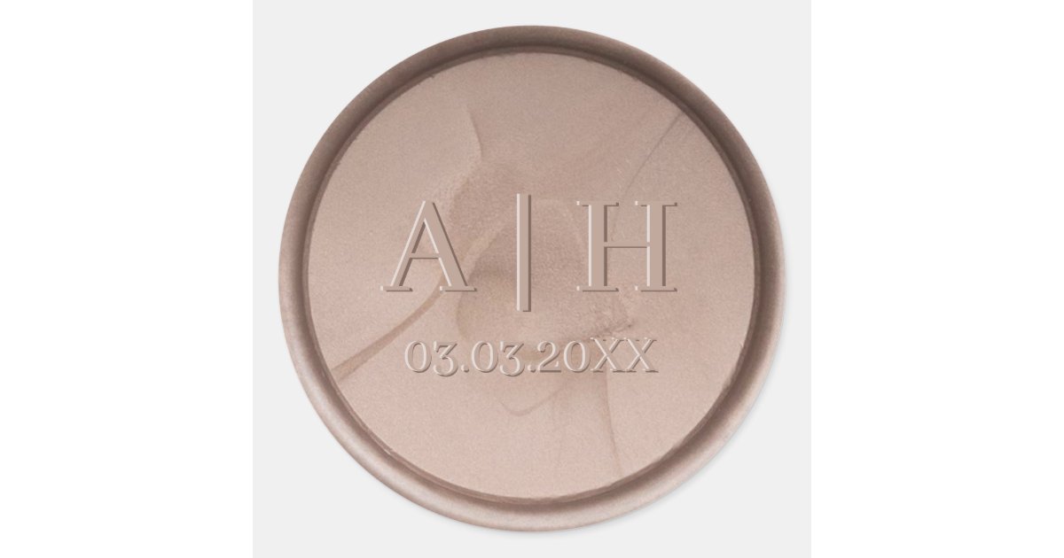 Monogram Initial & Date Hazel Seal Sticker | Zazzle