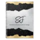 Monogram Initials on Luxurious Black Silver & Gold Notebook | Zazzle