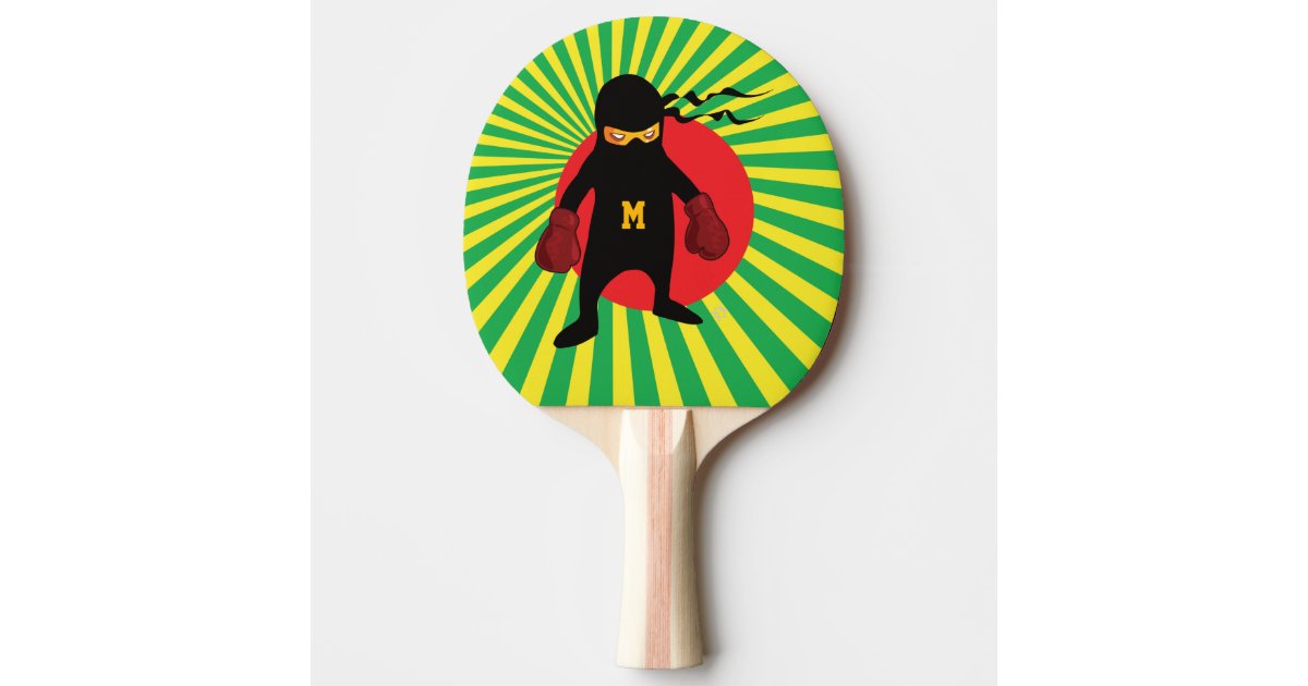 Monogram. Kawaii Cute Ninja for Nerd Geek. Ping Pong Paddle | Zazzle