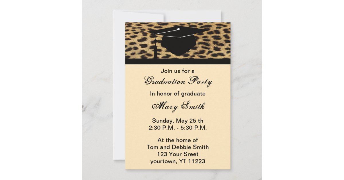Monogram Leopard Print Graduation Party Invitation | Zazzle