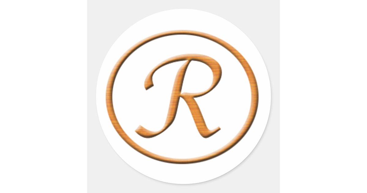 Monogram Letter R Wood look Classic Round Sticker | Zazzle
