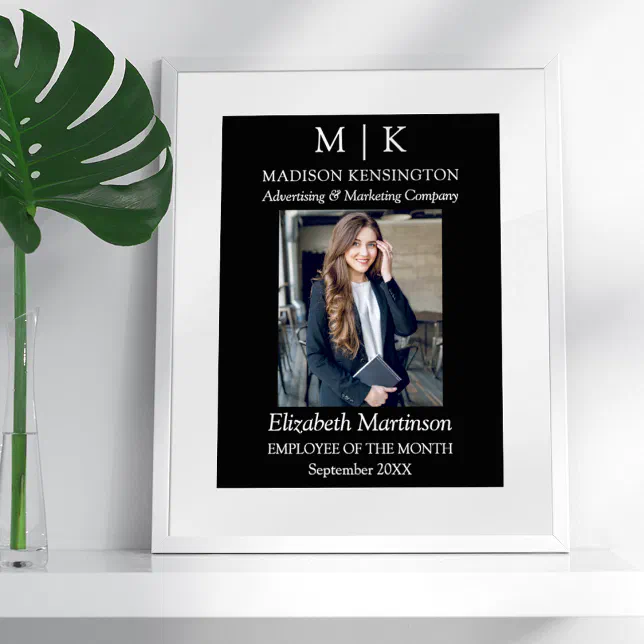 Monogram or Add Logo Business Employee Award Poster | Zazzle