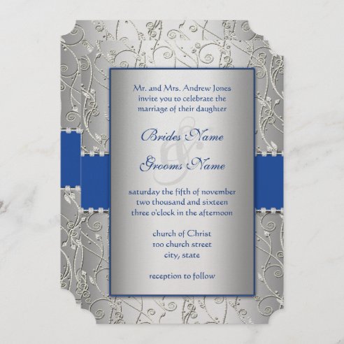 Royal Blue And Silver Wedding Invitations | Zazzle.co.uk