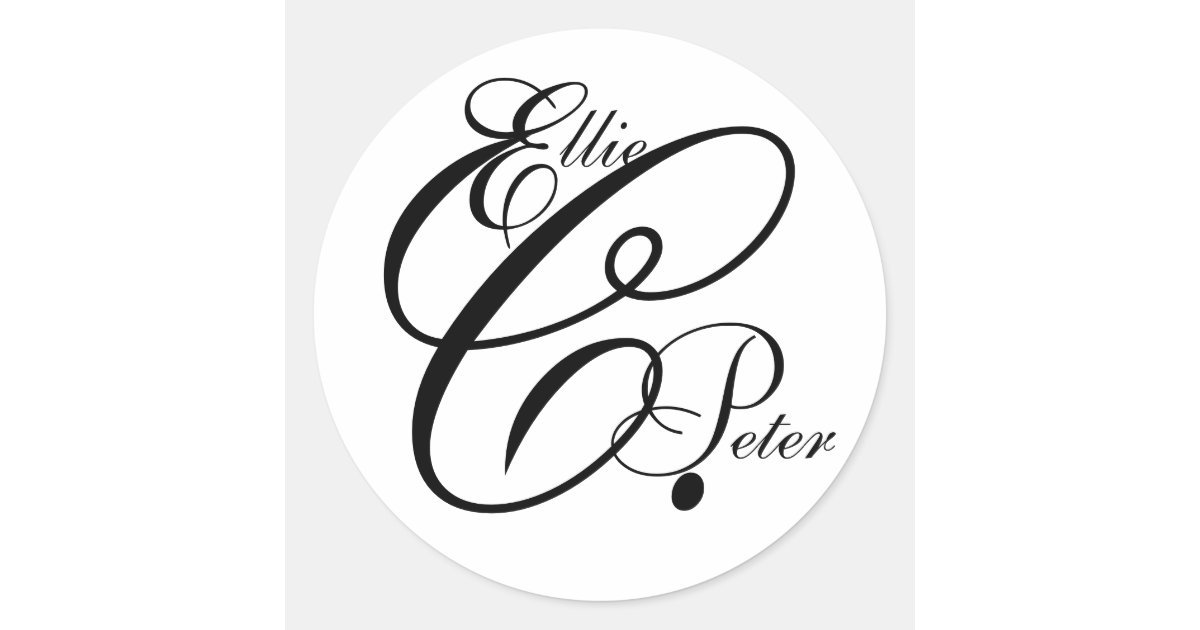 Monogram Three Letters & Names Wedding Sticker | Zazzle