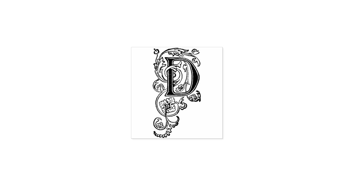 Monogram Vintage decorative capital letter D Rubber Stamp | Zazzle