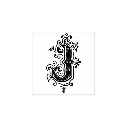Monogram Vintage letter J Rubber Stamp | Zazzle.co.uk