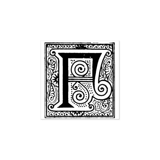 Monogram Vintage Ornate initial Letter F Rubber Stamp | Zazzle.co.uk